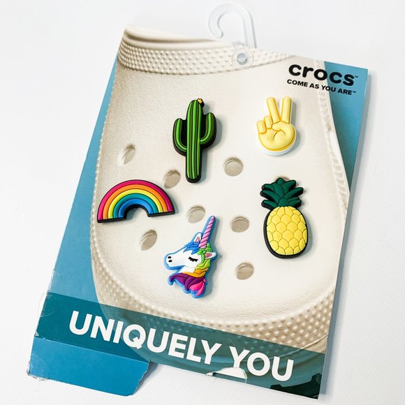 CROCS | Accessories | New Crocs Jibbitz Charm Set Of 5 Rainbow ...